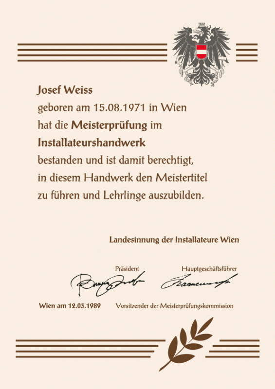 Meisterbrief Zuckerbäcker 1963 - SMARTCRAFT