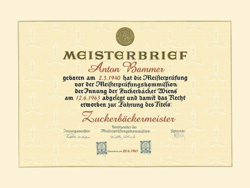 Meisterbrief Zuckerbäcker 1963 - SMARTCRAFT